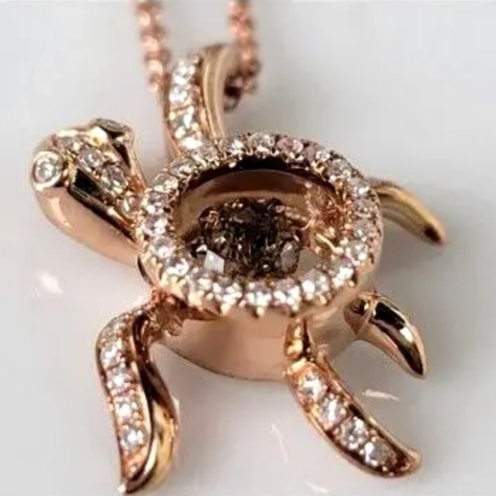 Crown Of Light Diamond 14k Gold Turtle Necklace Penda… - Gem